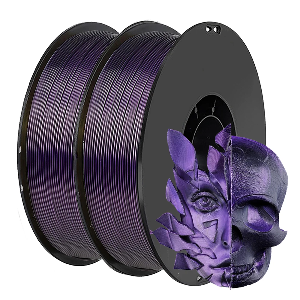 Two Color Silk Black purple PLA 3D Printer Filament 200g 1.75mm 3D ...