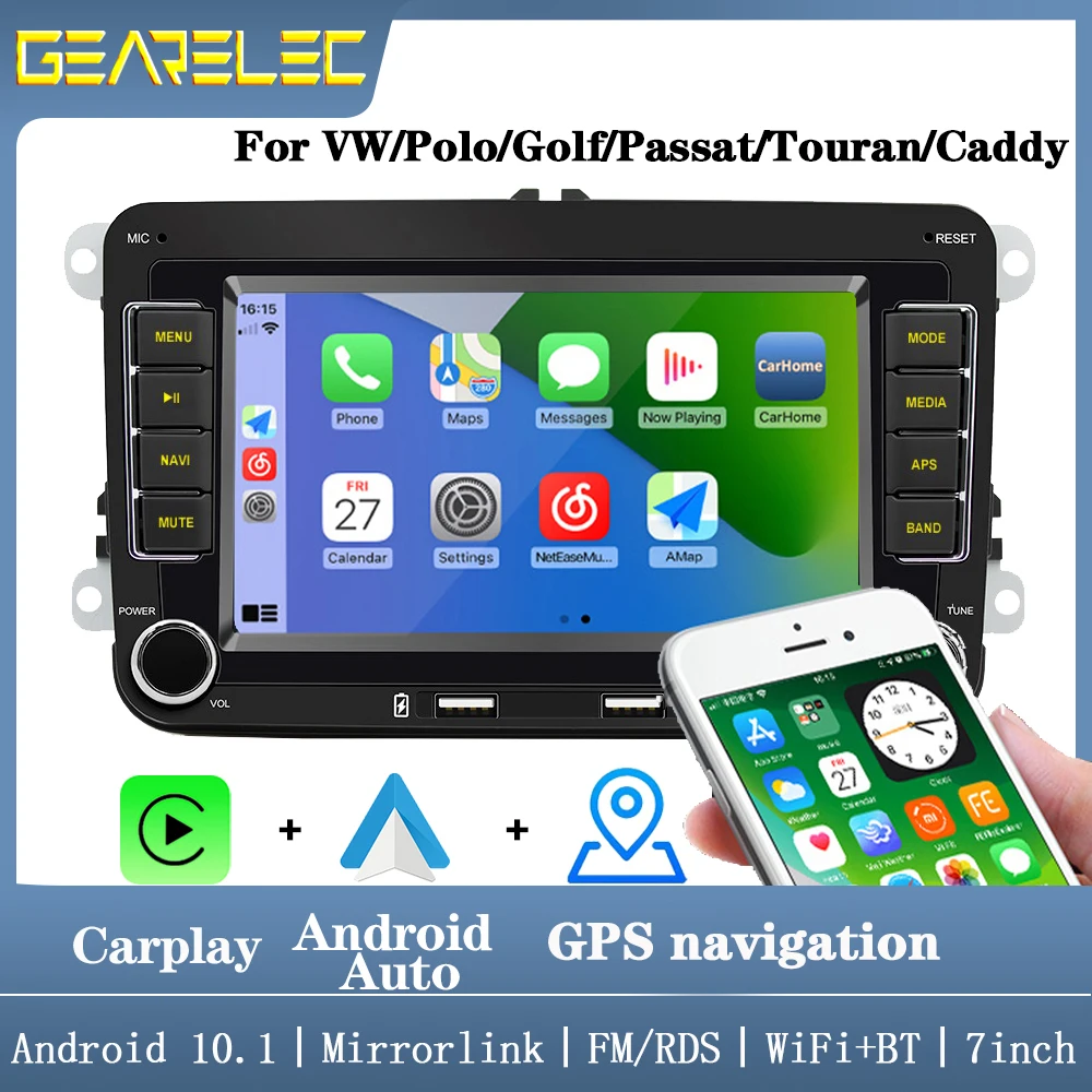 Gearelec 7 Inch Car Radio Multimedia Player For Vw/passat/touran/caddy ...