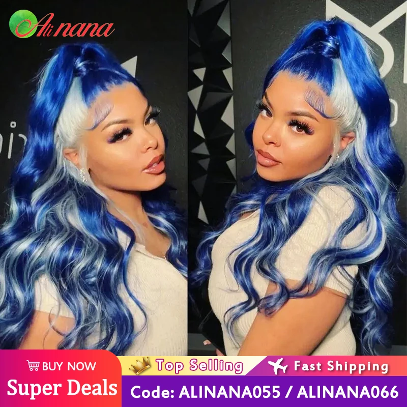 Blue-With-613-Colored-Body-Wave-Pre-Plucked-Transparent-13x4-Lace ...