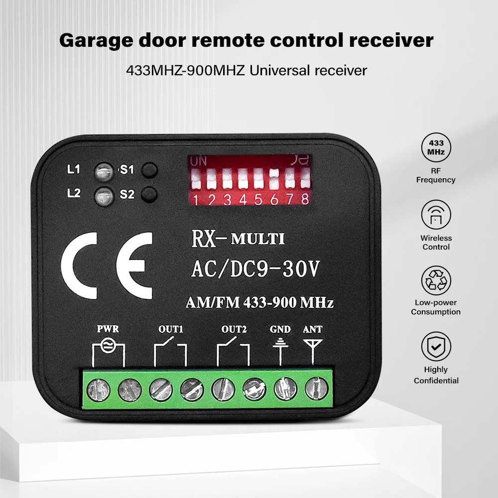Universal RX MULTI 300-868MHz Garage Door Opener Receiver AC DC 9-30V ...