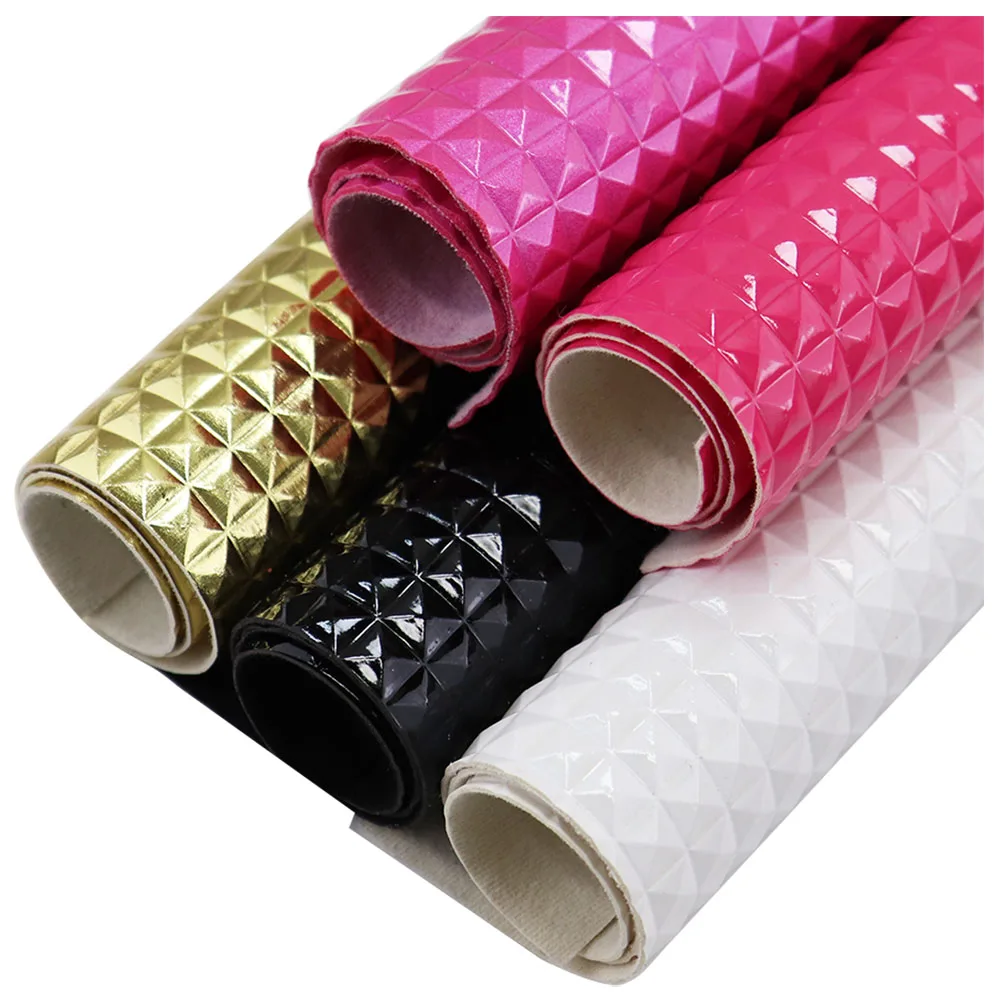 Black Gold Diamond Textured Synthetic Faux Leather Fabric For Handbags ...