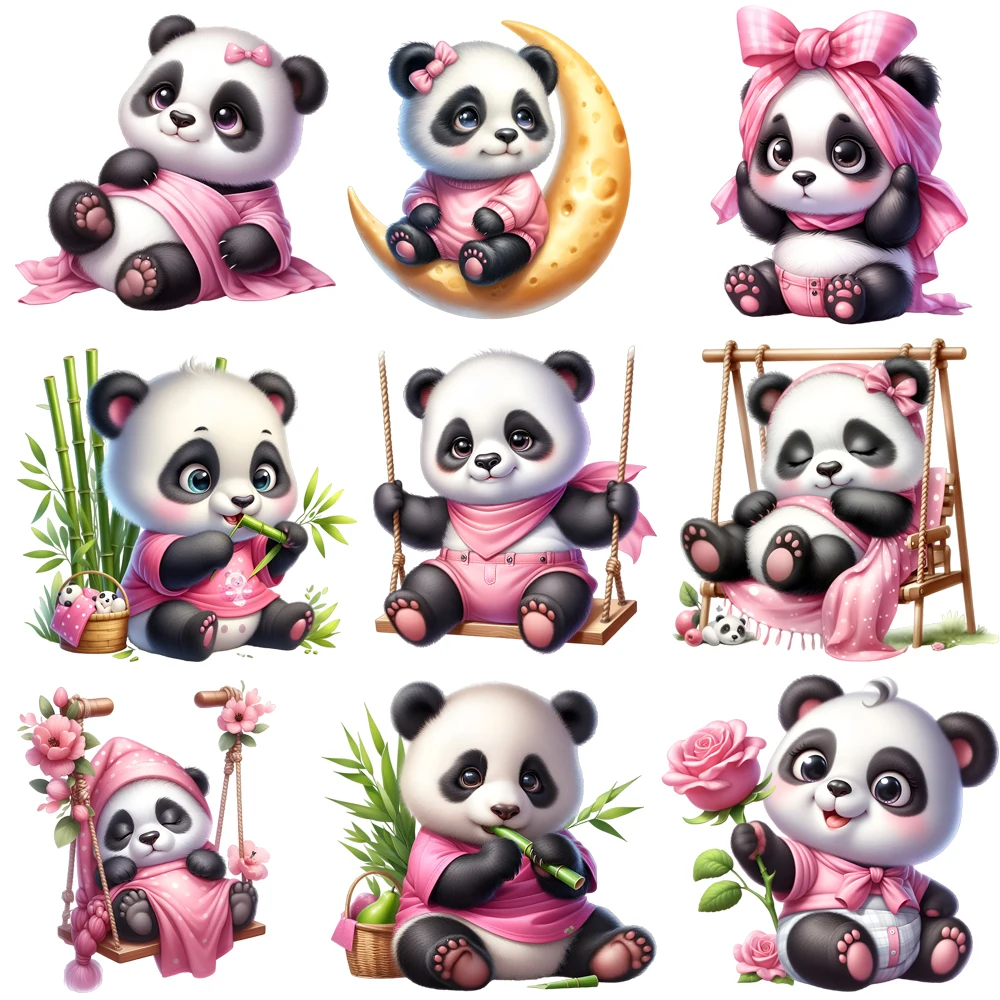Kid-Cute-Flower-China-Panda-Iron-On-Heat-Transfer-Stickers-For-Clothes ...