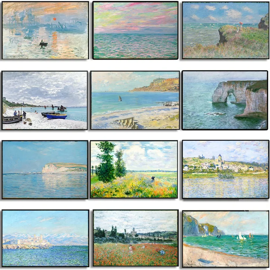 Claude-Monet-Abstract-Retro-Impressionist-Wall-Art-Canvas-Painting ...