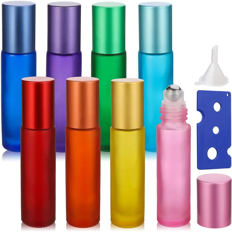 10ml Essential Oils Roller Bottles Frosted Glass Roll Bottles With Stainless Steel Ball For ...