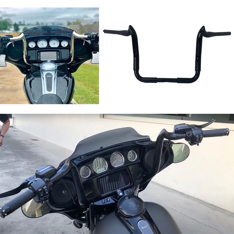 Motorcycle Ape hanger handlebars 38mm 12" 14" 16" in black/chrome rough ...