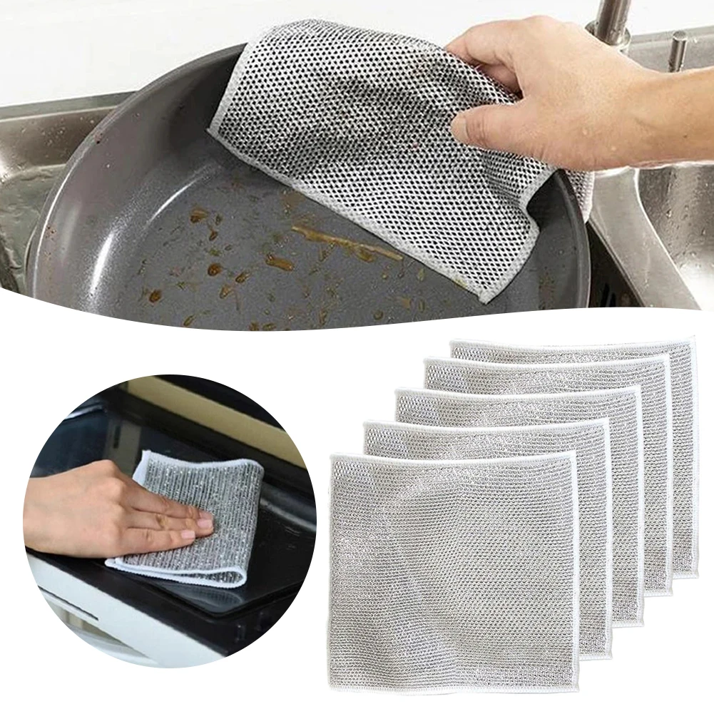 3-5pcs-Double-Single-Layer-Steel-Wire-Rag-for-Kitchen-Dishwashing-Rags ...