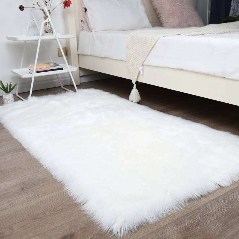 Thick White Carpet Soft Fur for Living Room Plush Rug Bedroom Imitation ...