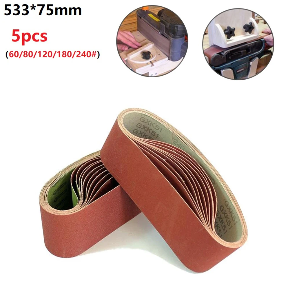 Abrasive Band Sanding Belts 75mm 533mm 5 Pieces 60 80 120 180 240 Grits abrasive-band-sanding-belts-75mm-533mm-5-pieces-60-80-120-180-240-grits