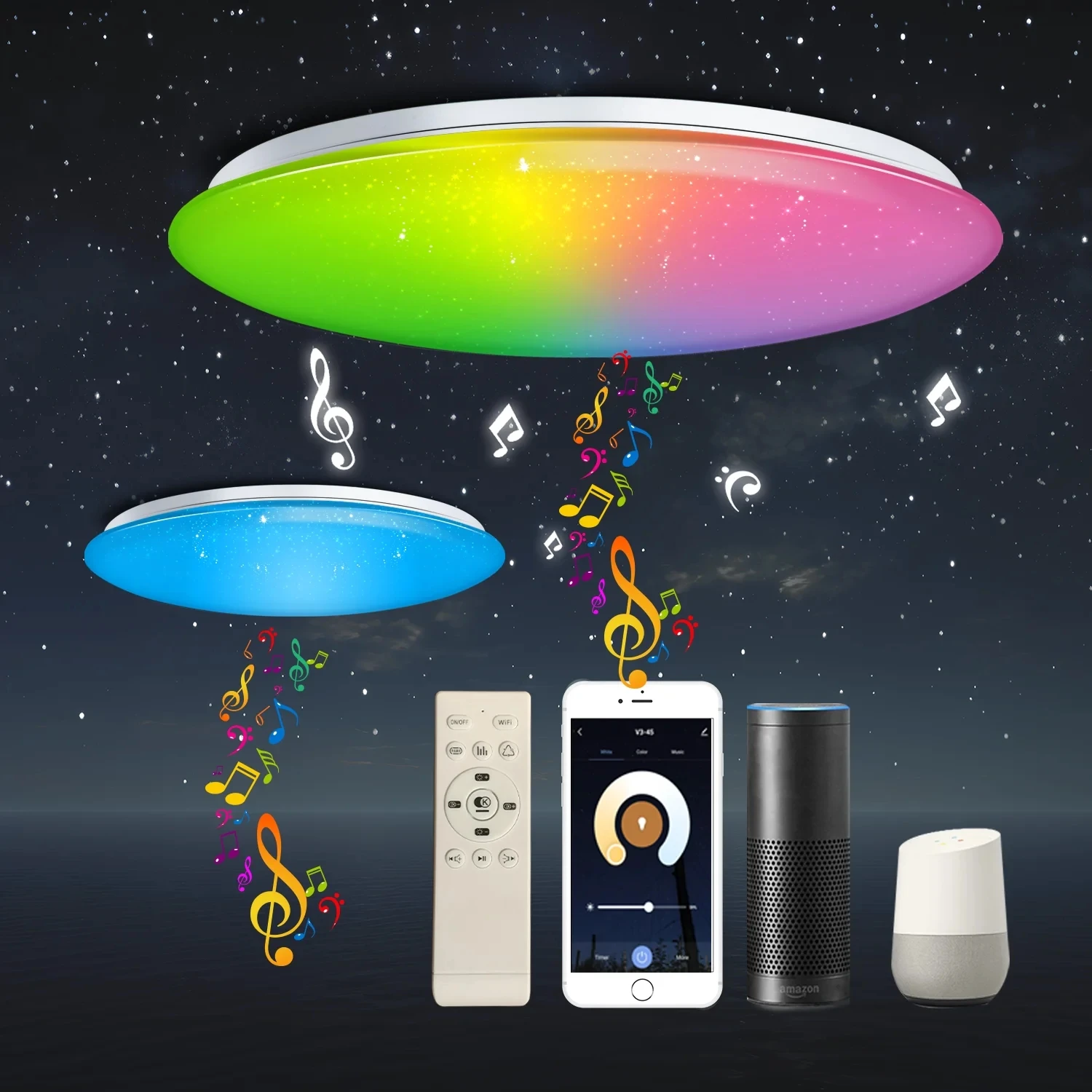 Modern-LED-Ceiling-Lights-With-Bluetooth-Speaker-Voice-Control-RGB ...