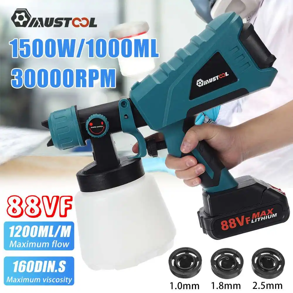 MUSTOOL 1500W 88VF Electric Spray Gun High Power Electric Paint Sprayer ...