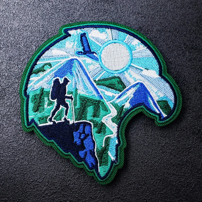 Mountain Climbing Size:8.6x8.1cm Patches Embroidery Applique Ironing ...