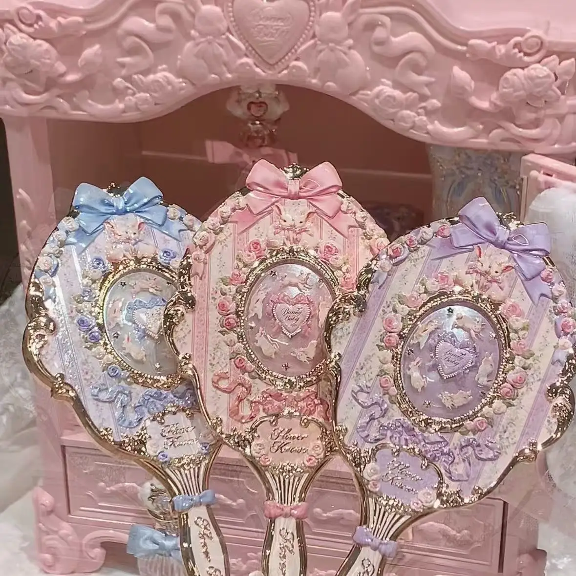 Flower Knows Bonnie Garden Handheld Mirror Classic Exquisite Atmosphere ...
