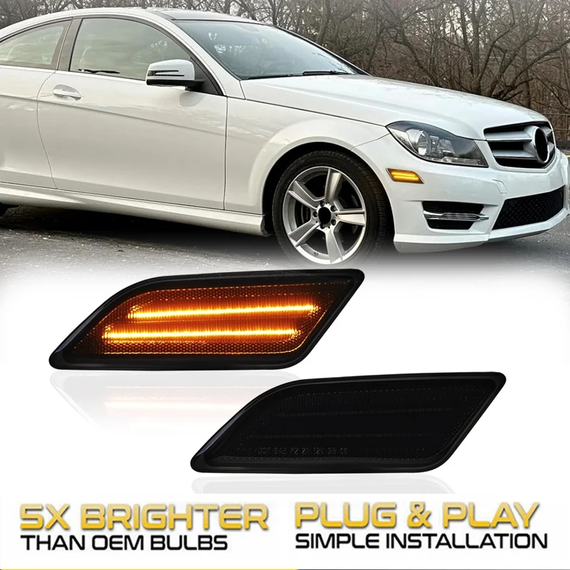 2Pcs LED Side Marker Lights Turn Signal Lamps For Mercedes Benz C-Class ...