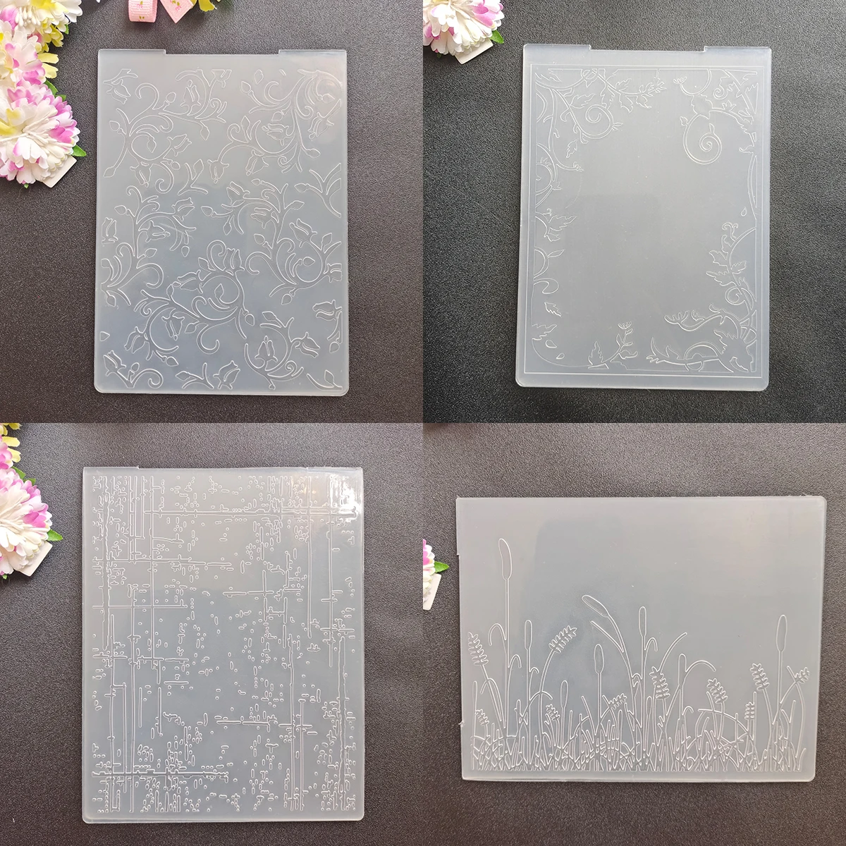 AZSG-Flowers-and-Plants-Embossing-Folder-Transparent-Embossing-Plastic ...