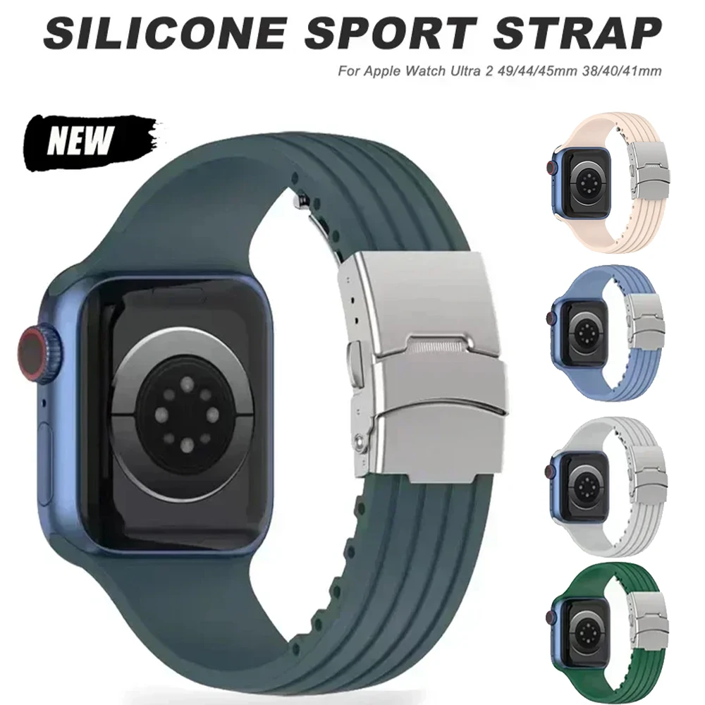 Soft-Silicone-Strap-For-Apple-Watch-Band-Ultra-2-44mm-40mm-49mm-42mm ...