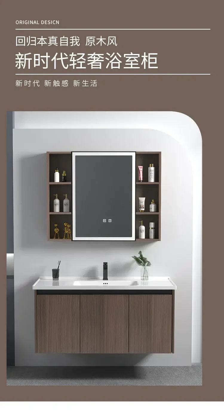 Mới Màu Đen Gỗ Óc Chó Màu Tủ Nhôm Vanity Với Samrt Tủ Gương Phòng Tắm ...