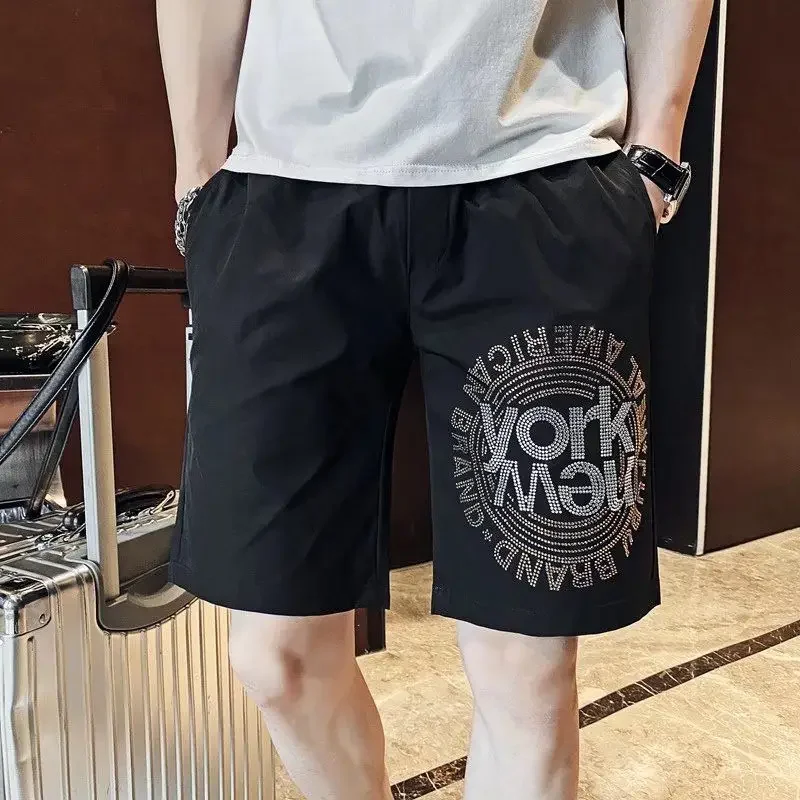 Shorts-for-Men-Black-Man-Short-Pants-Rhinestones-Hiphop-Streetwear ...