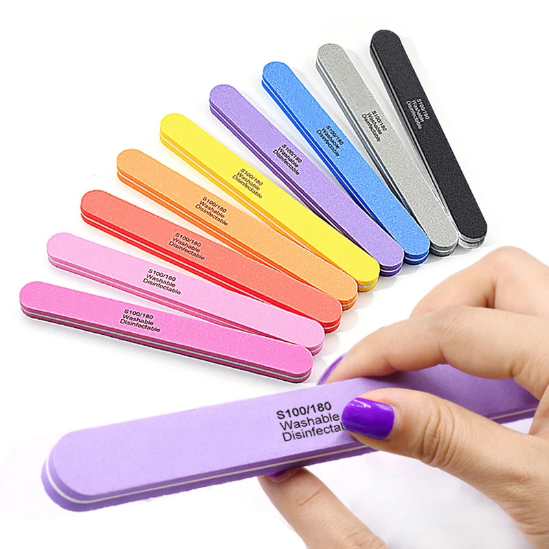 10pcs-lot-Professional-Nail-Files-100-180-Washable-Nail-Art-Sanding ...