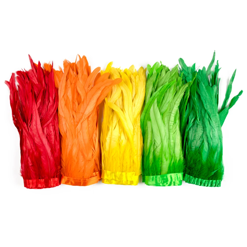 2M Natural Rooster Chicken Feather Trim for Green Pink Plume DIY Craft ...