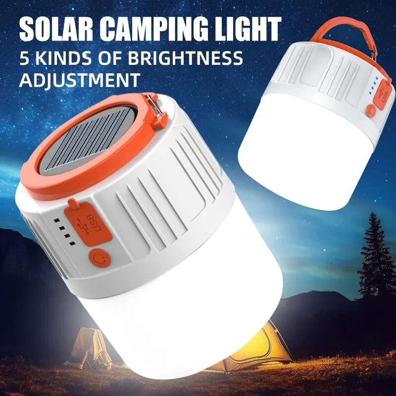 Solar Light Bulb Camping Solar LED Light USB Rechargeable 5Lighting ...