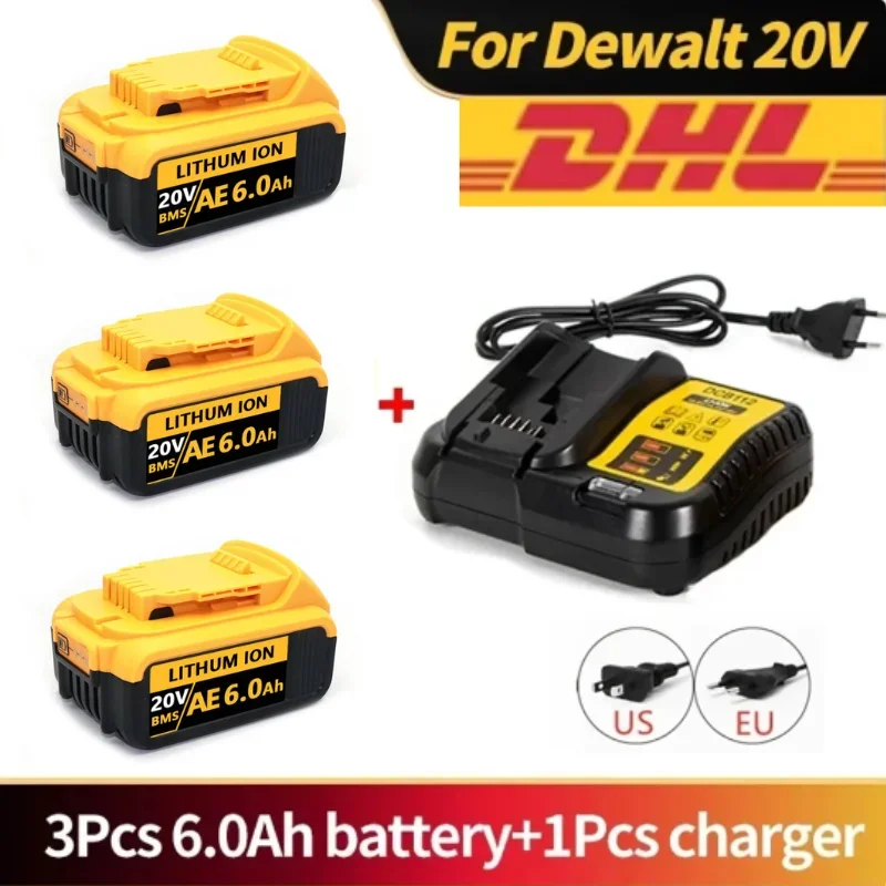 20V-6-0Ah-8-0Ah-For-Dewalt-DCB200-Battery-MAX-Lithium-DCB206-DCB207 ...