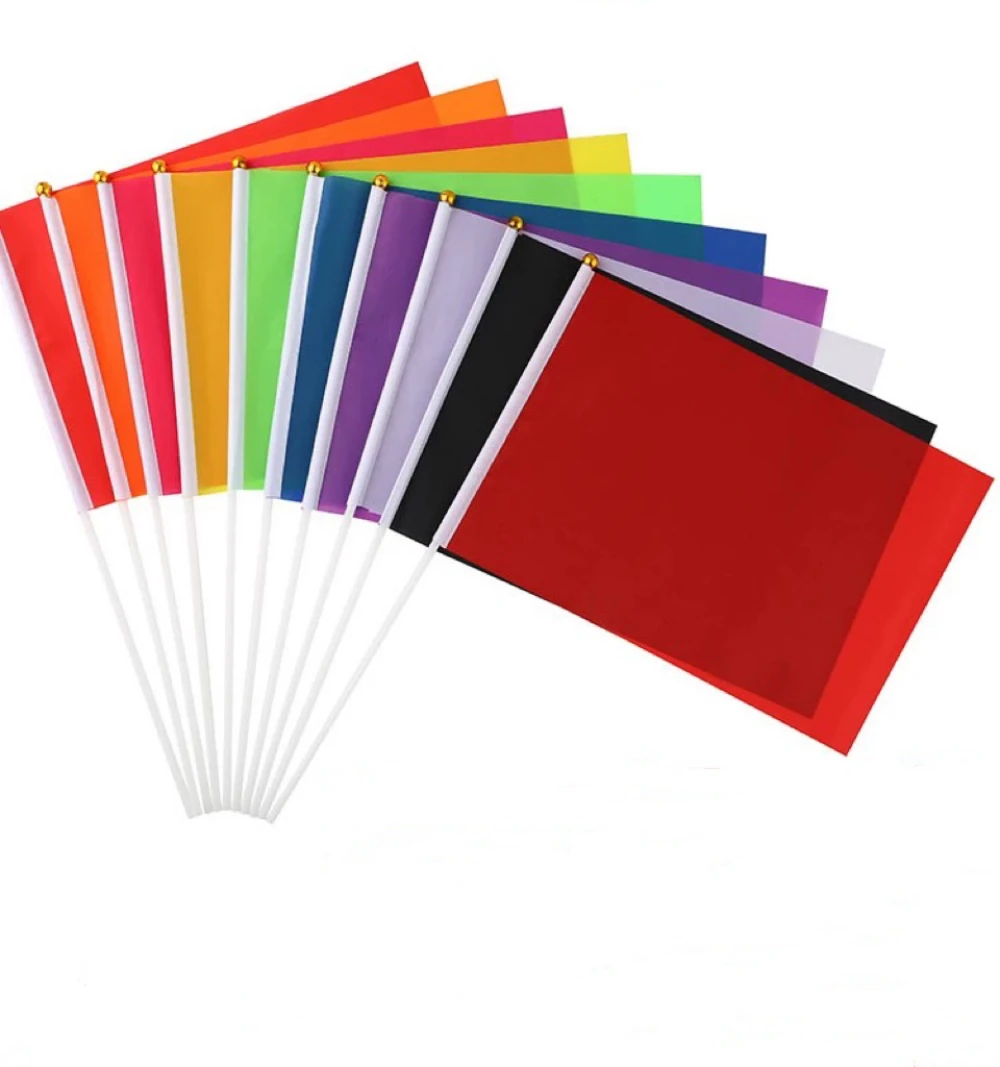 14x21cm Colour Hand Flag, Red Orange Yellow Green Blue Purple Black ...