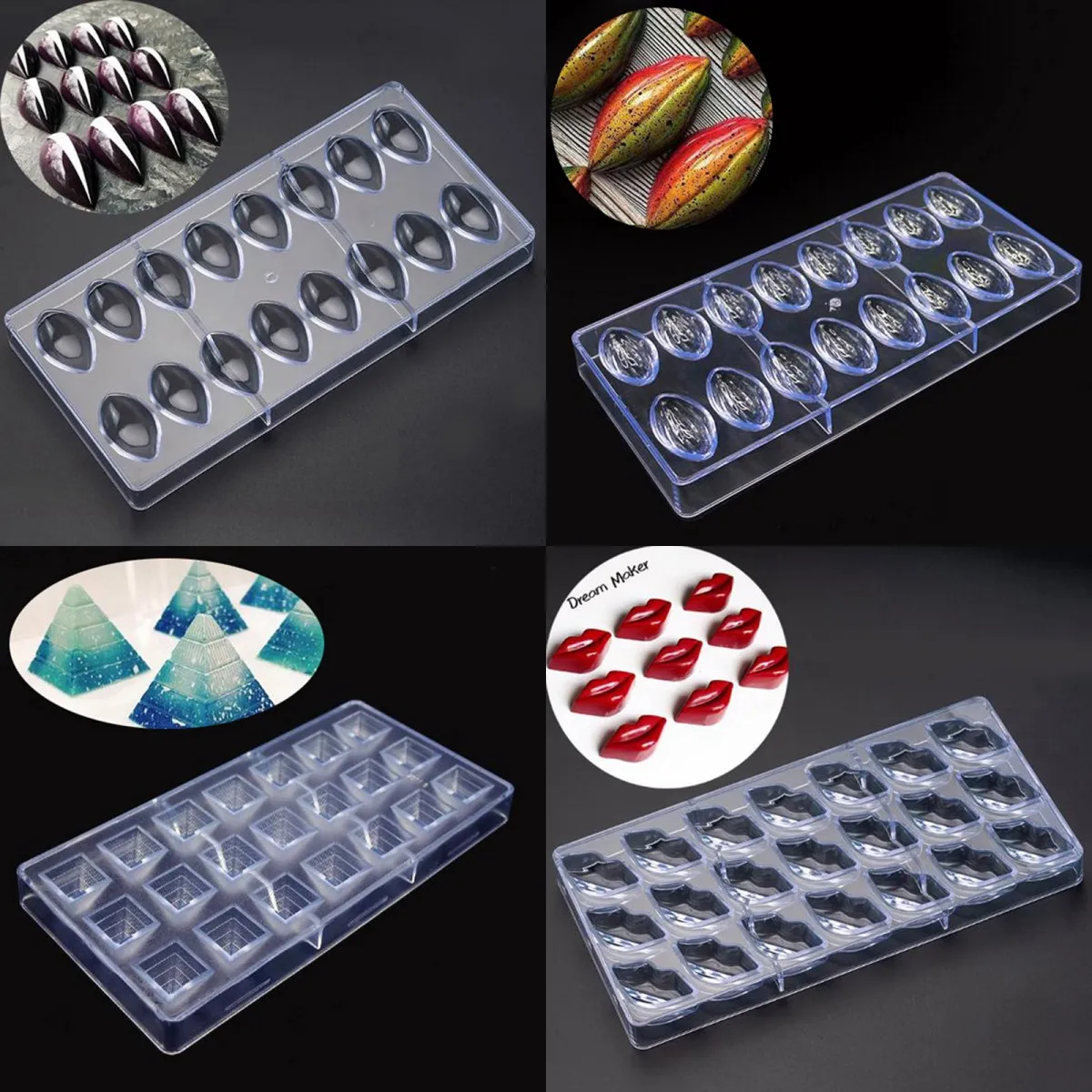 3D-Plastic-Chocolate-Bar-Mold-Forms-Heart-Polycarbonate-Mould-Tray ...