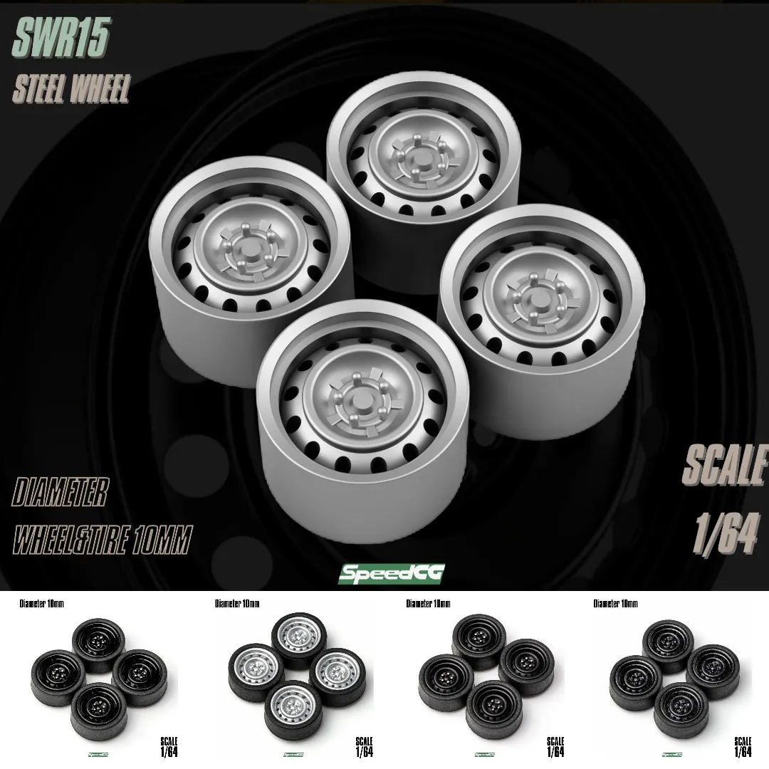 SpeedCG 1/64 ABS Wheels with Rubber Tire Type N Modified Part Diameter 10/11mm For Model Car ...