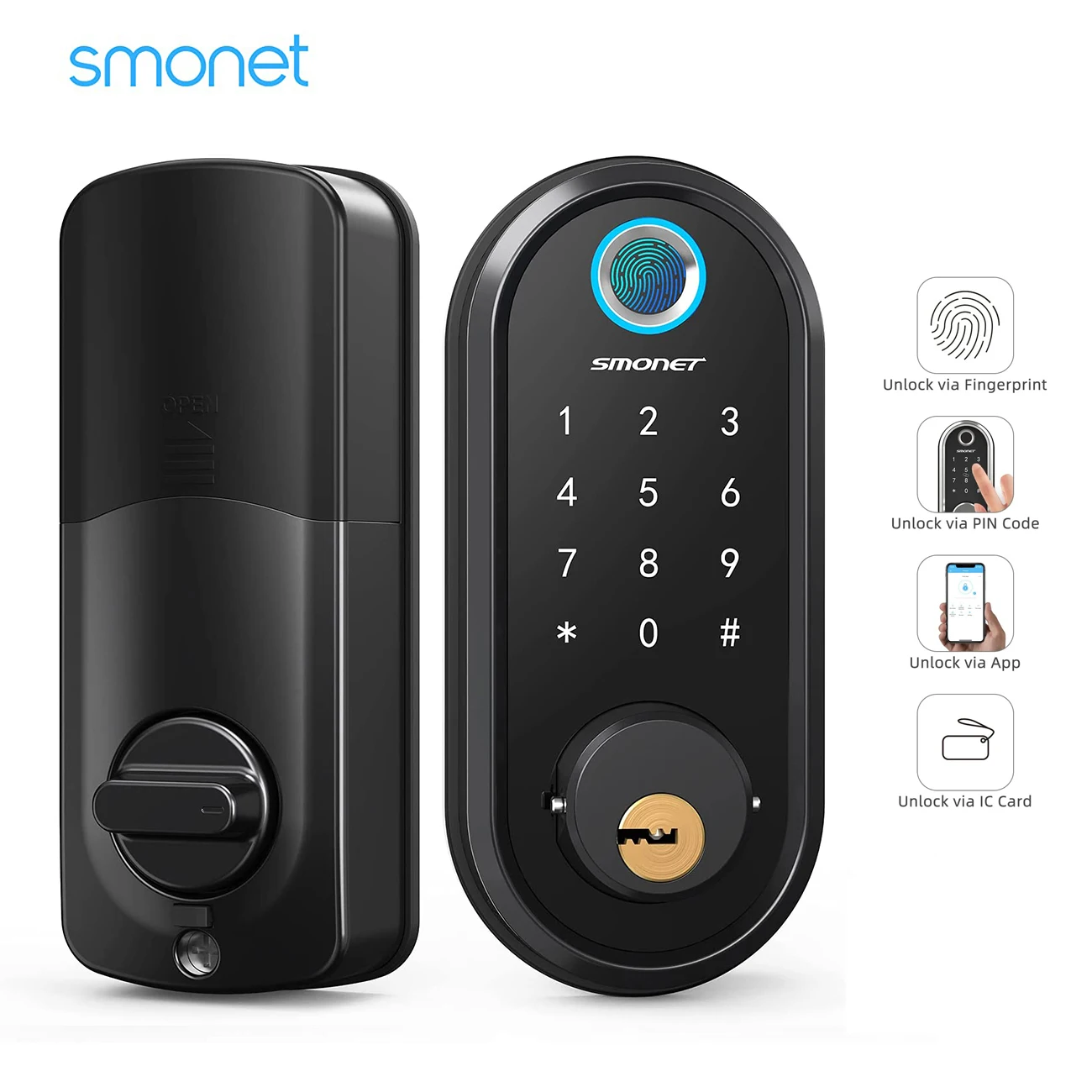 Smonet-Smart-Door-Lock-Fingerprint-APP-Remote-Control-IC-Card-BT-Auto ...