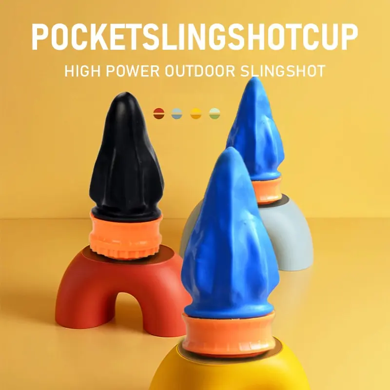 2-PCs-Pocket-Slingshot-Cup-Blue-Black-Outdoor-Novelty-Toy-Powerful ...