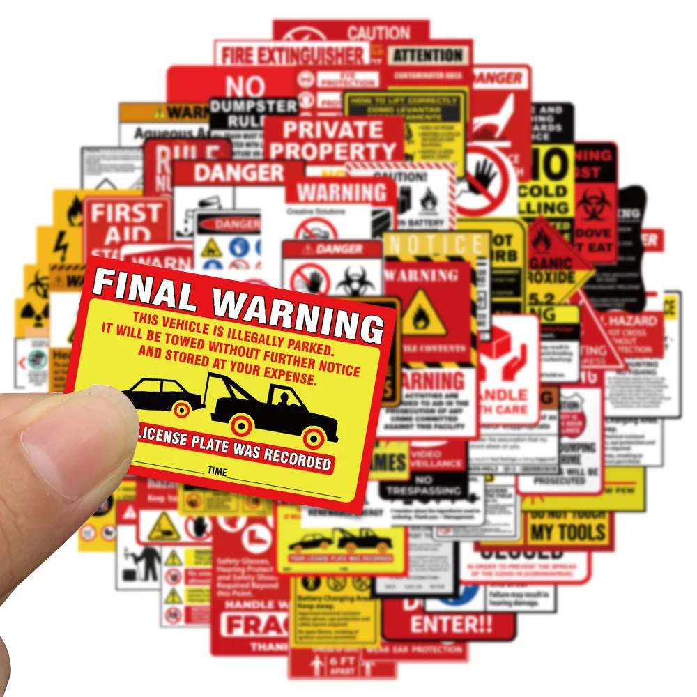 75Pcs Warning Stickers Danger Banning Skateboard Fridge Guitar Laptop ...