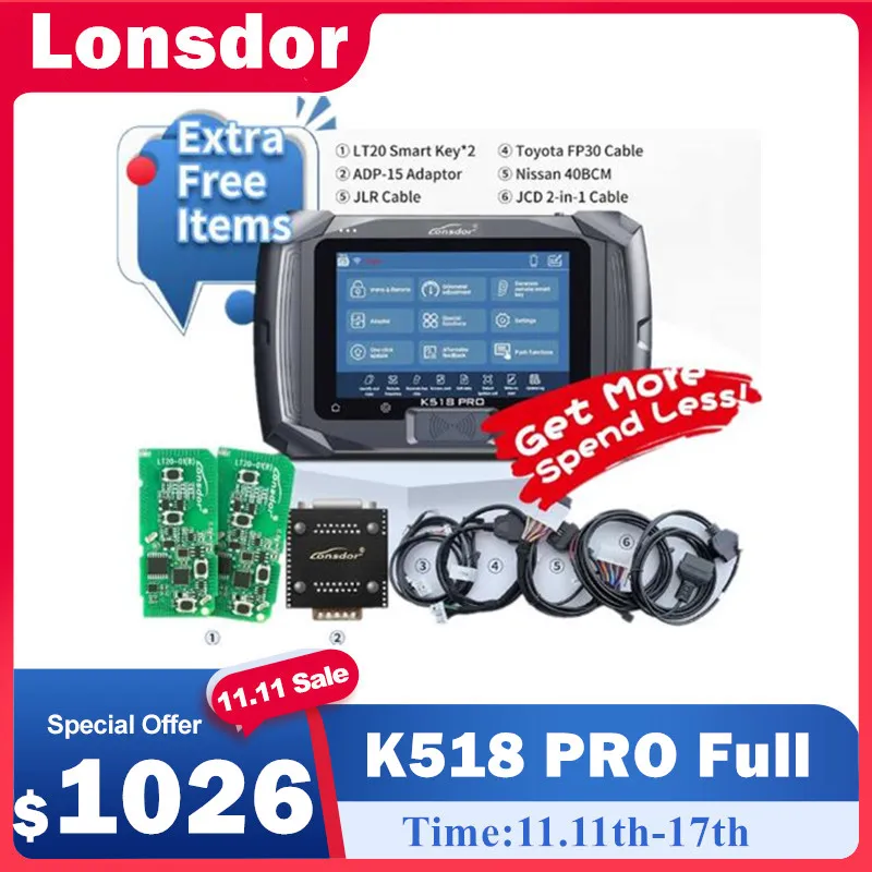 Lonsdor-K518-PRO-Full-Version-with-2PCS-LT20-for-Toyota-FP30-Cable-for ...