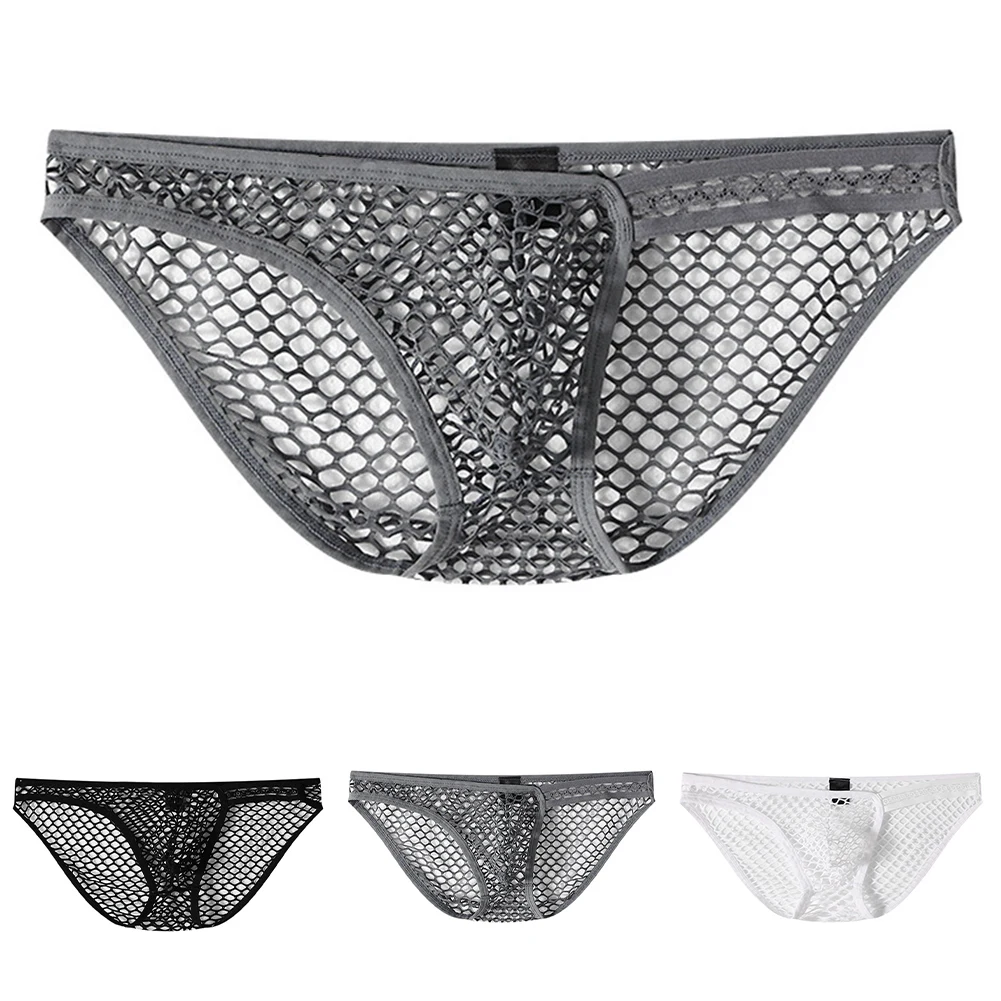 Men's Big Pouch Mesh Underwear - Soft Breathable Sexy Briefs for ...