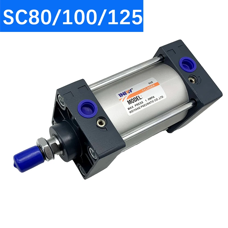 SC80/100/125/mm Bore Standard Cylinders Double Acting Air Pneumatic Cylinder Piston 100/75/100 ...