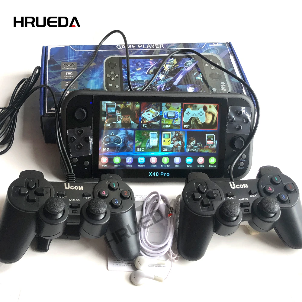 X40 pro portátil handheld retro game console 7 polegada lcd duplo ...