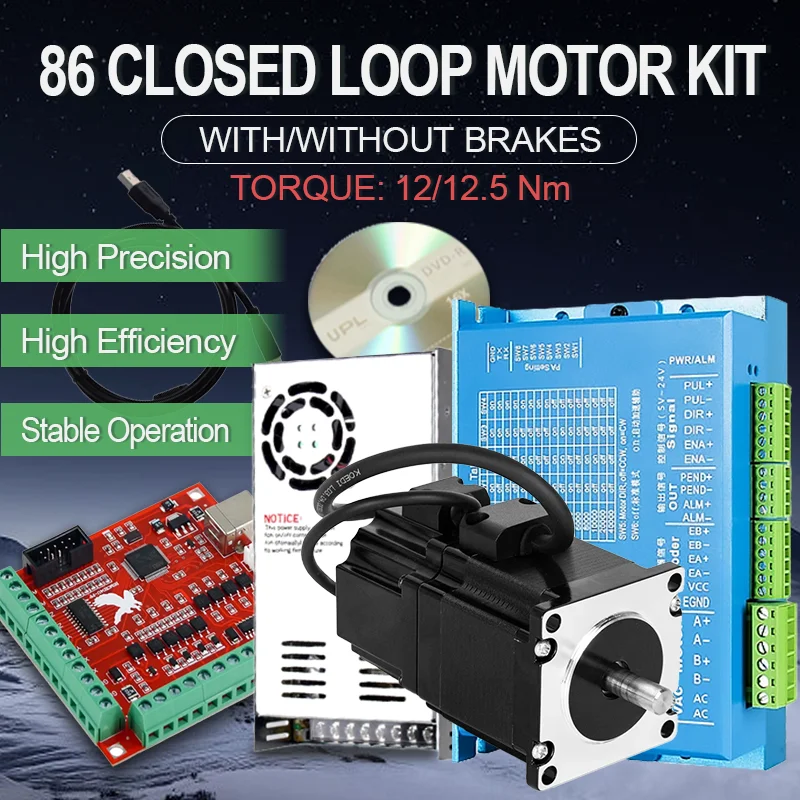 Nema 34 Closed-Loop Motor Set With Brake 12/12.5Nm High Torque Motor ...