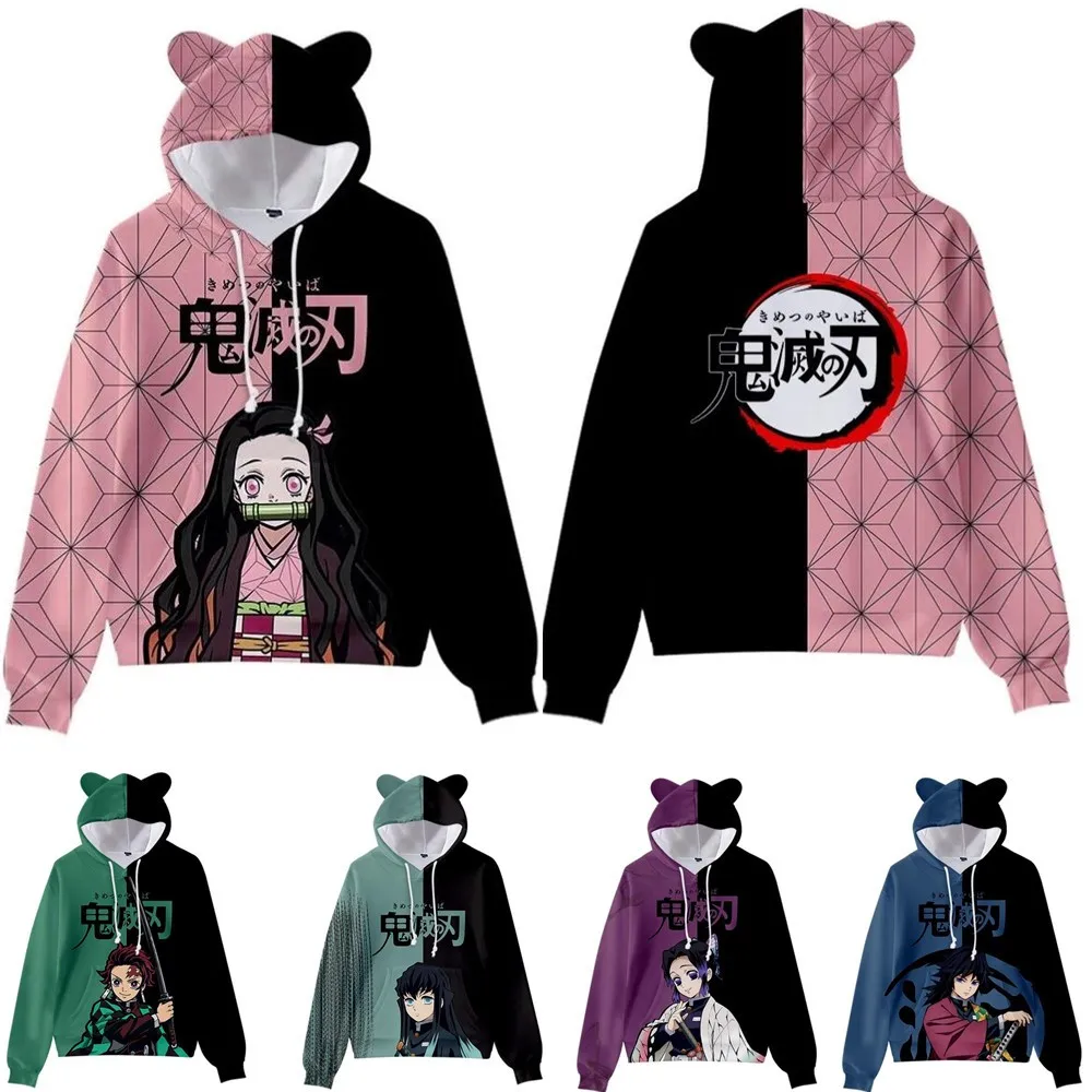 Anime-Demon-Slayer-Hoodies-Women-Cat-Ears-Cartoon-Sweatshirt-Tops ...