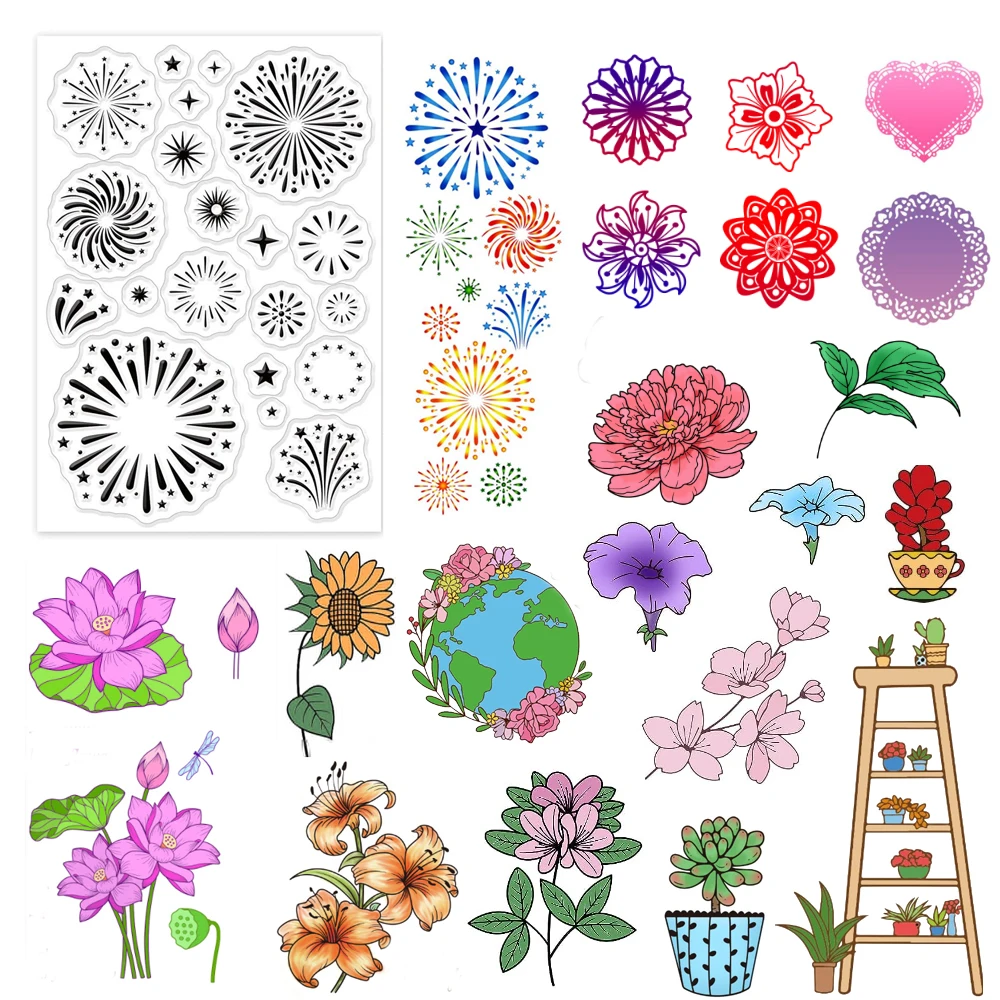 Fireworks-Clear-Stamps-Transparent-Silicone-Stamp-Battery-Paper-Band ...