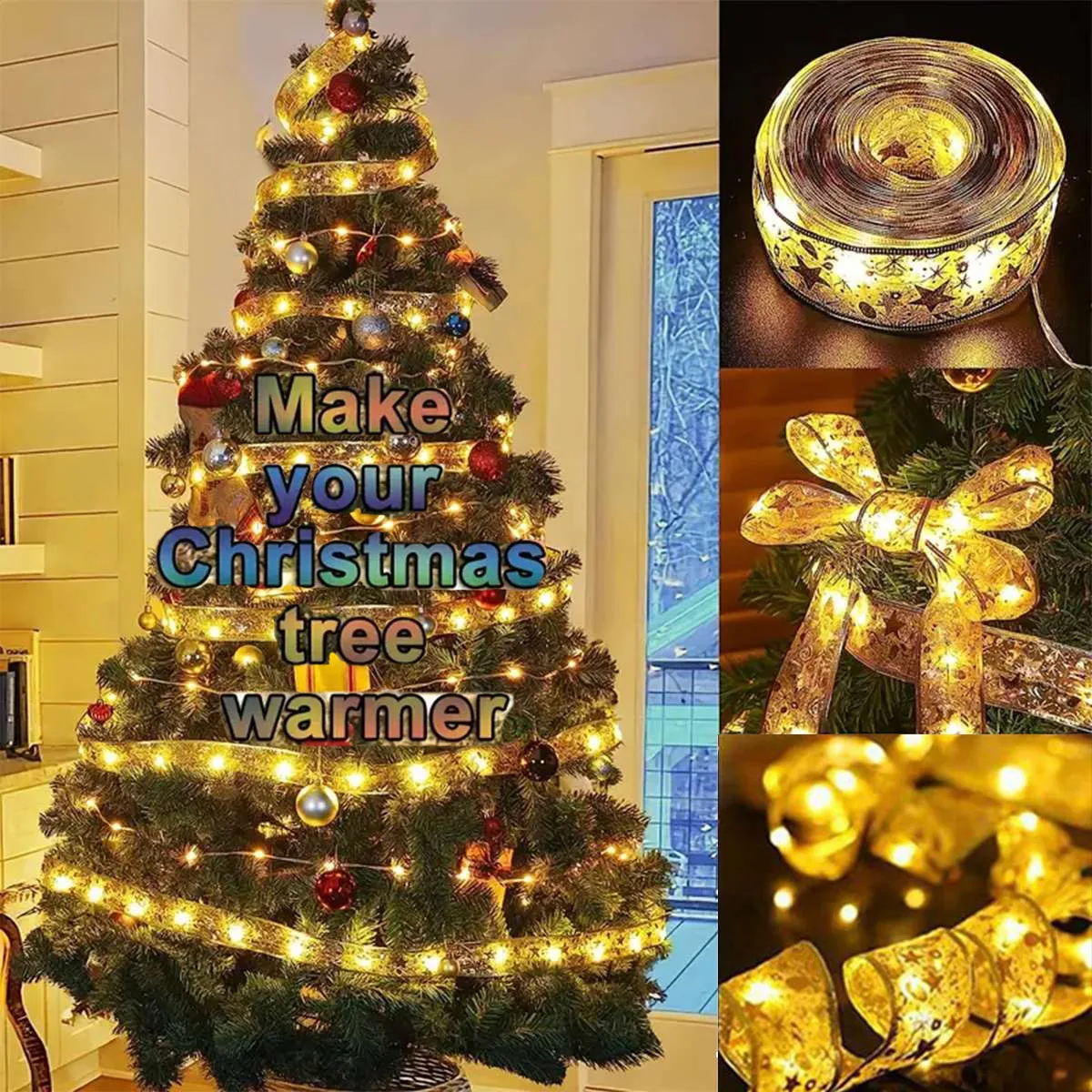 1pc-LED-Christmas-Ribbon-Lights-Silver-Golden-Ribbon-With-Copper-Wire ...