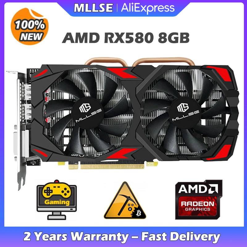 Placa gráfica mllse amd radeon rx580 8gb gddr5 2048sp 256bit pci express 3.0 × 16 placas vga ...