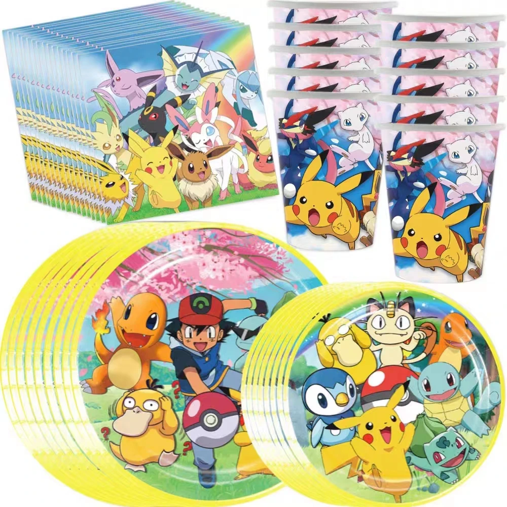 New-Pokemon-Birthday-Party-Decoration-tema-Cartoon-stoviglie-tazze ...