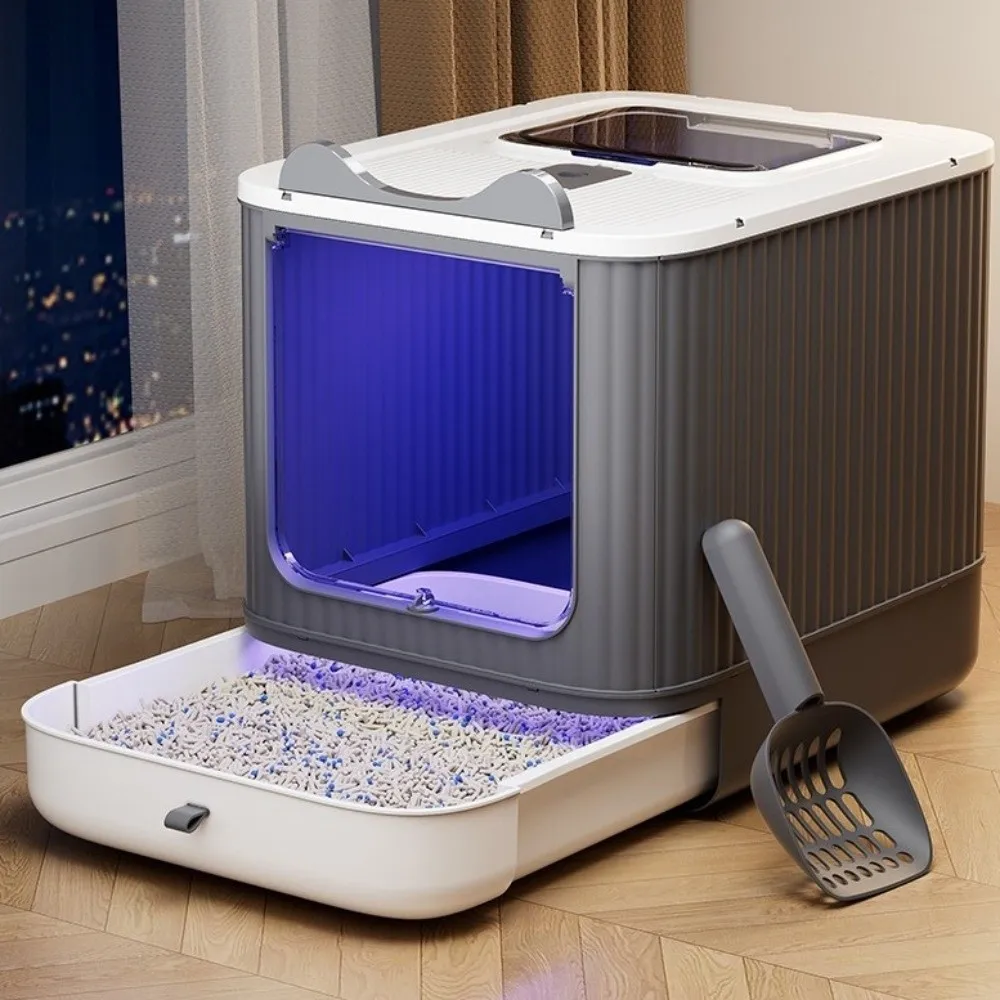Anti Splash Enclosed Cat Litter Box Fully Enclosed Odor Sealing Top ...