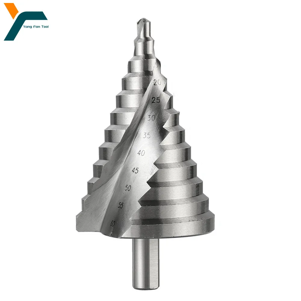 6-60mm Step Drill Bit Spiral Groove Pagoda Hole Cutter Metal Sheet Cone ...