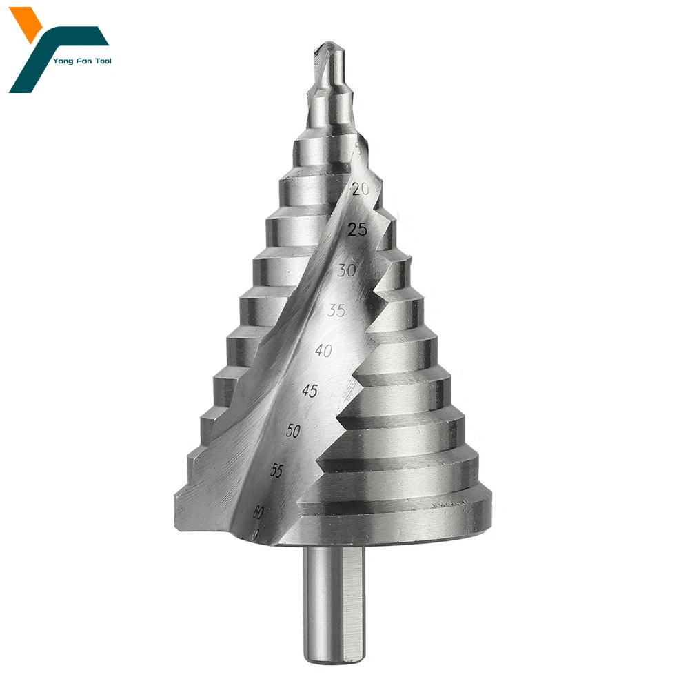 6 60mm Step Drill Bit Spiral Groove Pagoda Hole Cutter Metal Sheet Cone ...