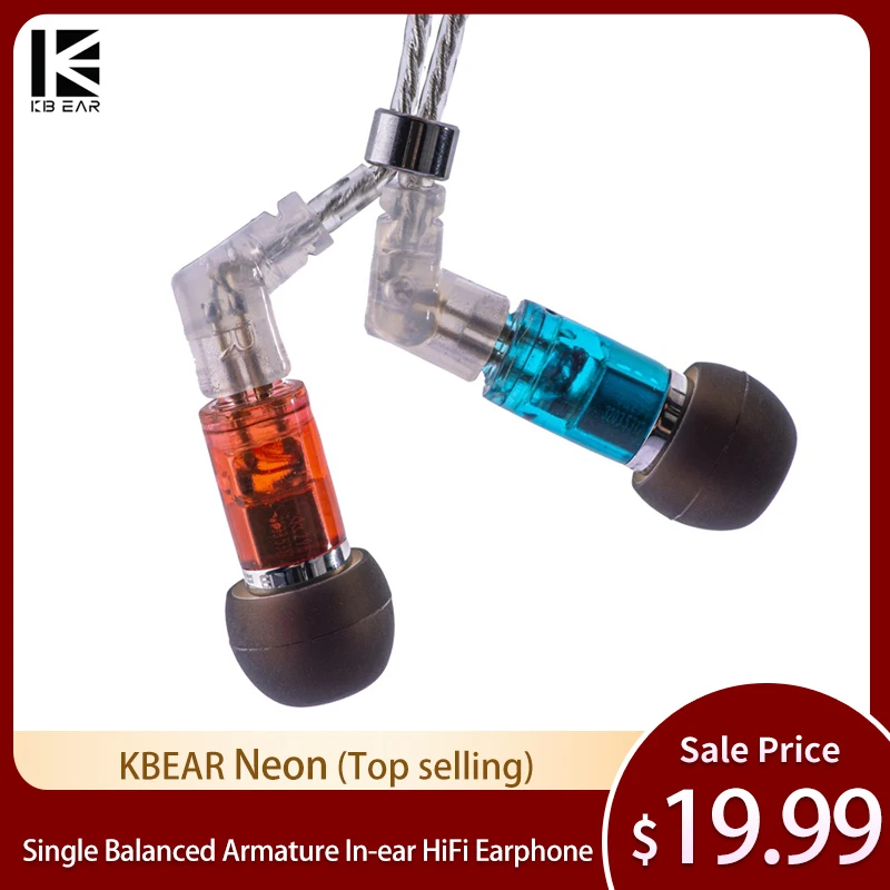 KBEAR-Neon-HIFI-In-Ear-Monitor-Earphone-Single-Knowles-29689-BA ...