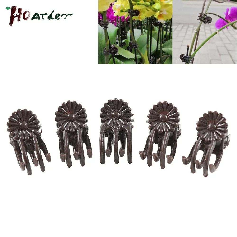 25-50-100-5-Claw-Brown-Orchid-Clip-Garden-Plant-Clamp-for-Climbing-Vine ...