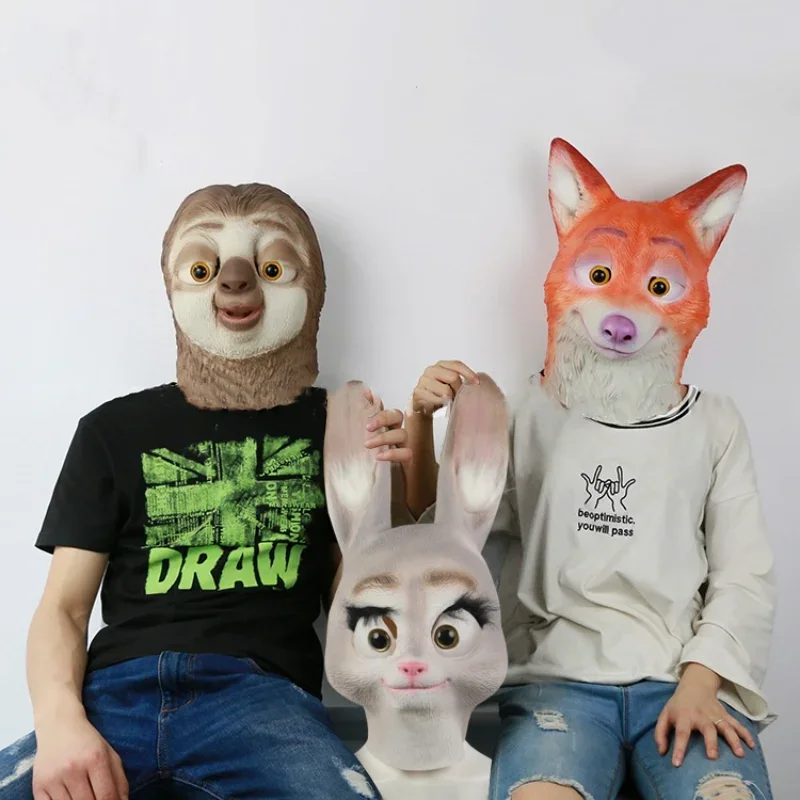 Cosplay-Sloth-Latex-Mask-Judy-Rabbit-Fox-Full-Head-Masks-Funny-Party ...