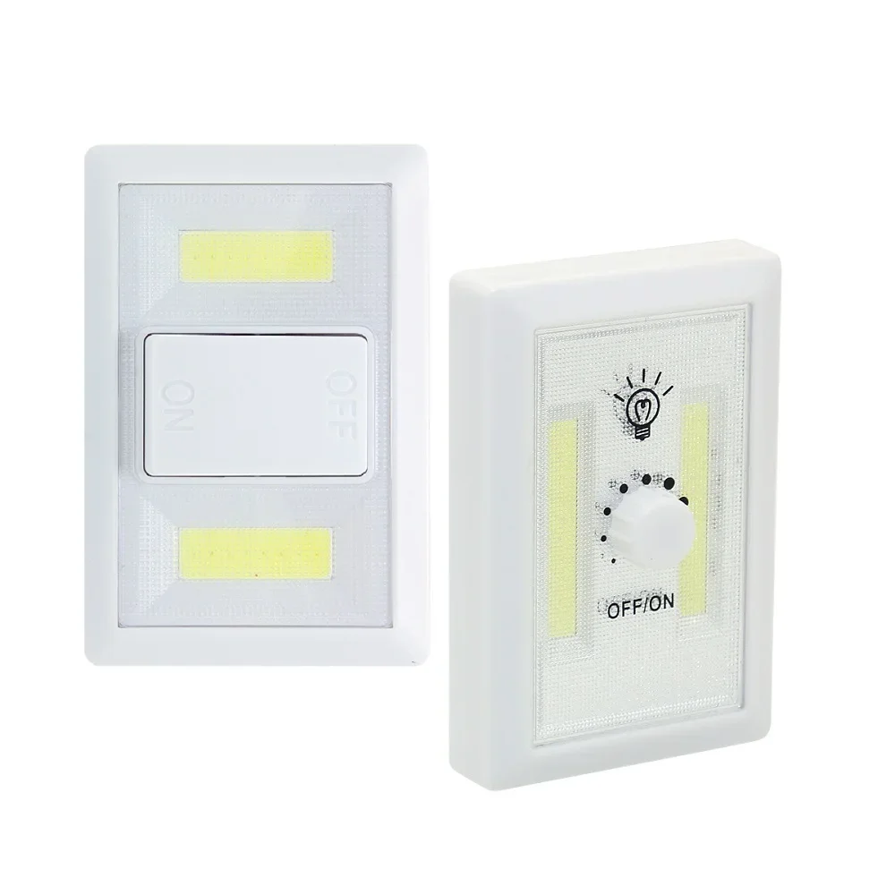 Dimmable COB LED Night Light Battery Operated Simple Switch Wall Lamp ...