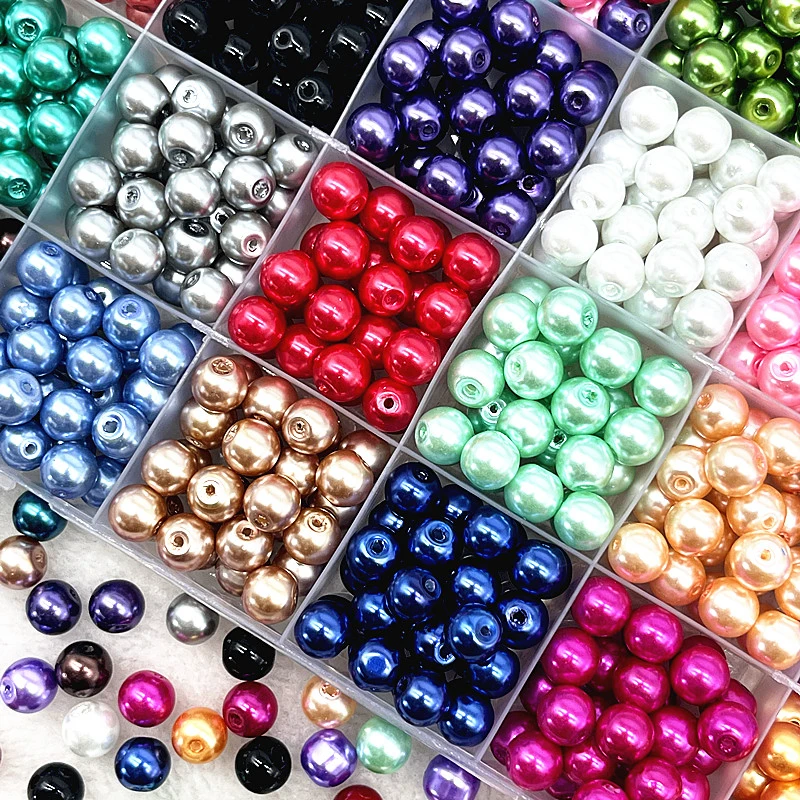 New 4/6/8/10mm Round Glass Beads Loose Spacer Beads for Jewelry Making ...