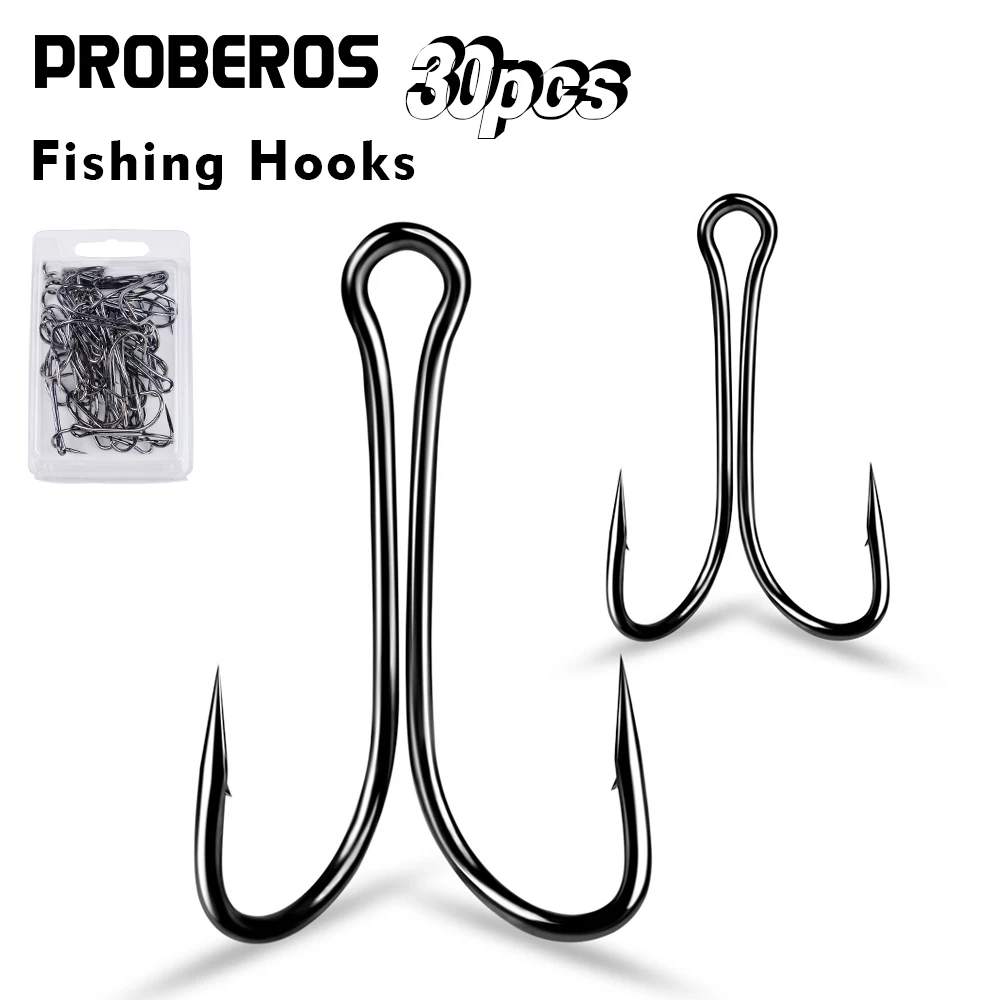 PROBEROS-30pcs-Luya-Fishing-Hook-Carbon-Steel-Barbed-Double-Hook ...
